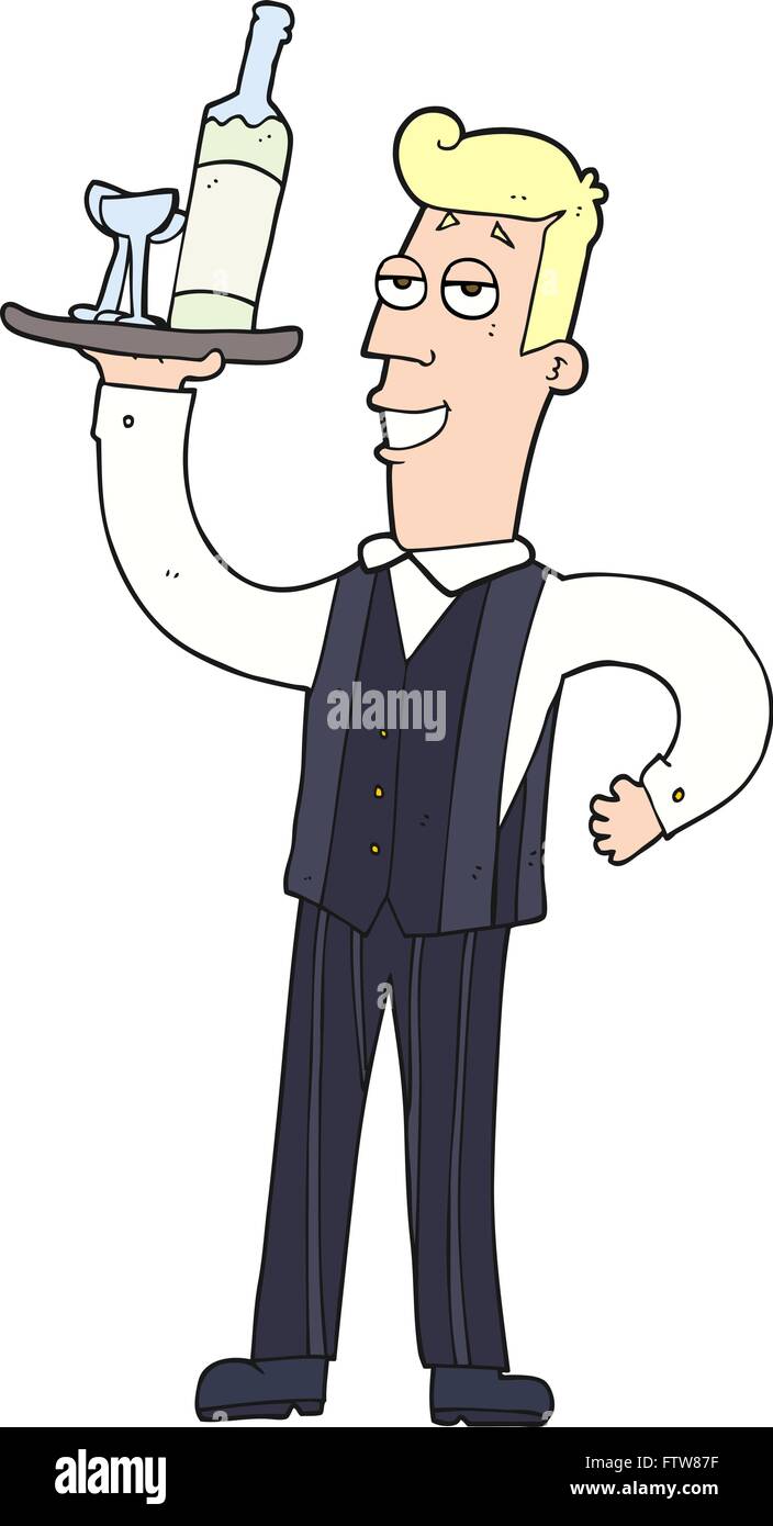 freehand drawn cartoon waiter Stock Vector Image & Art - Alamy
