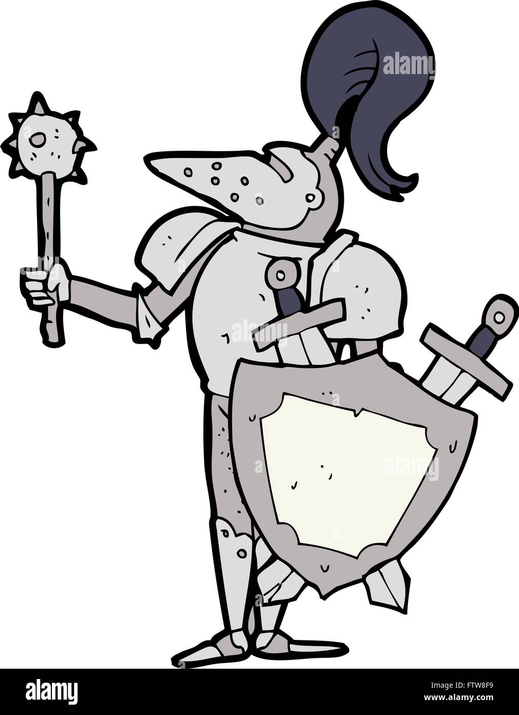 freehand drawn cartoon medieval knight with shield Stock Vector Image ...