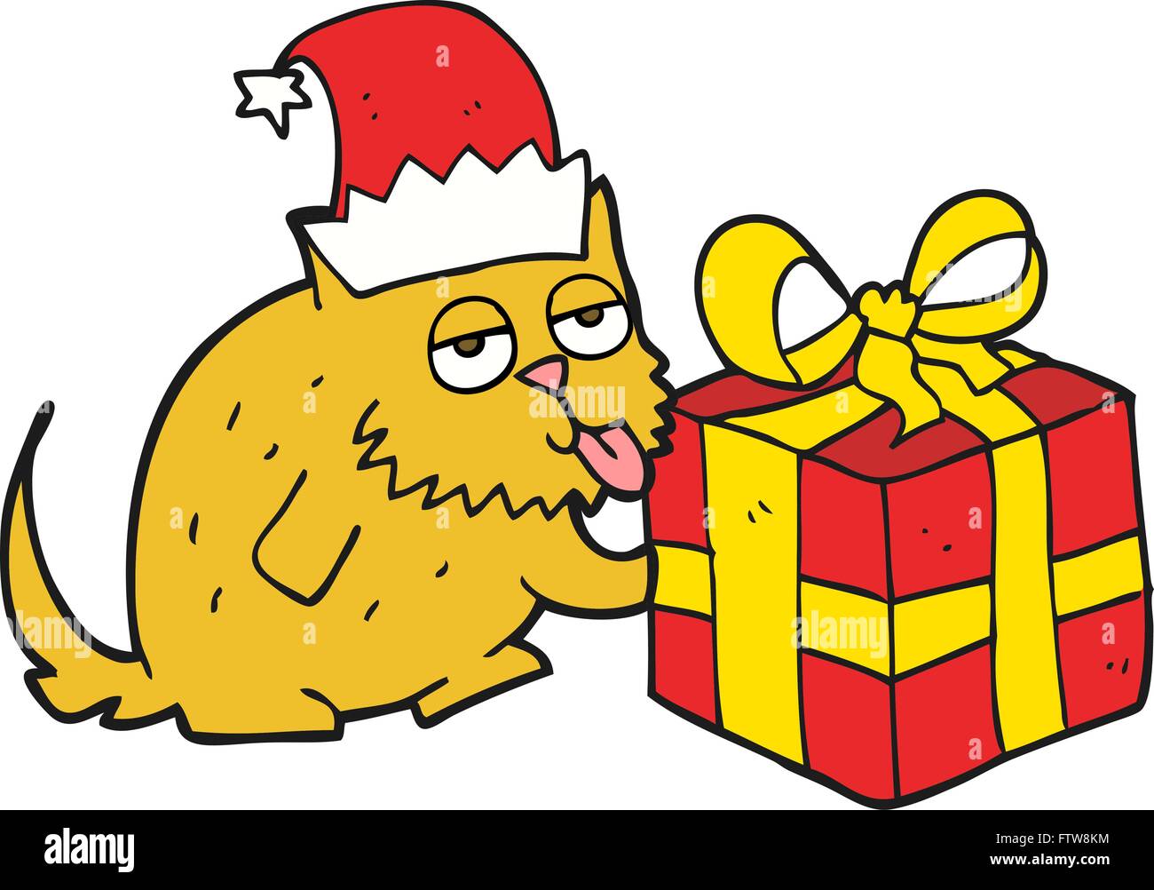 freehand drawn cartoon cat with present Stock Vector Image & Art - Alamy