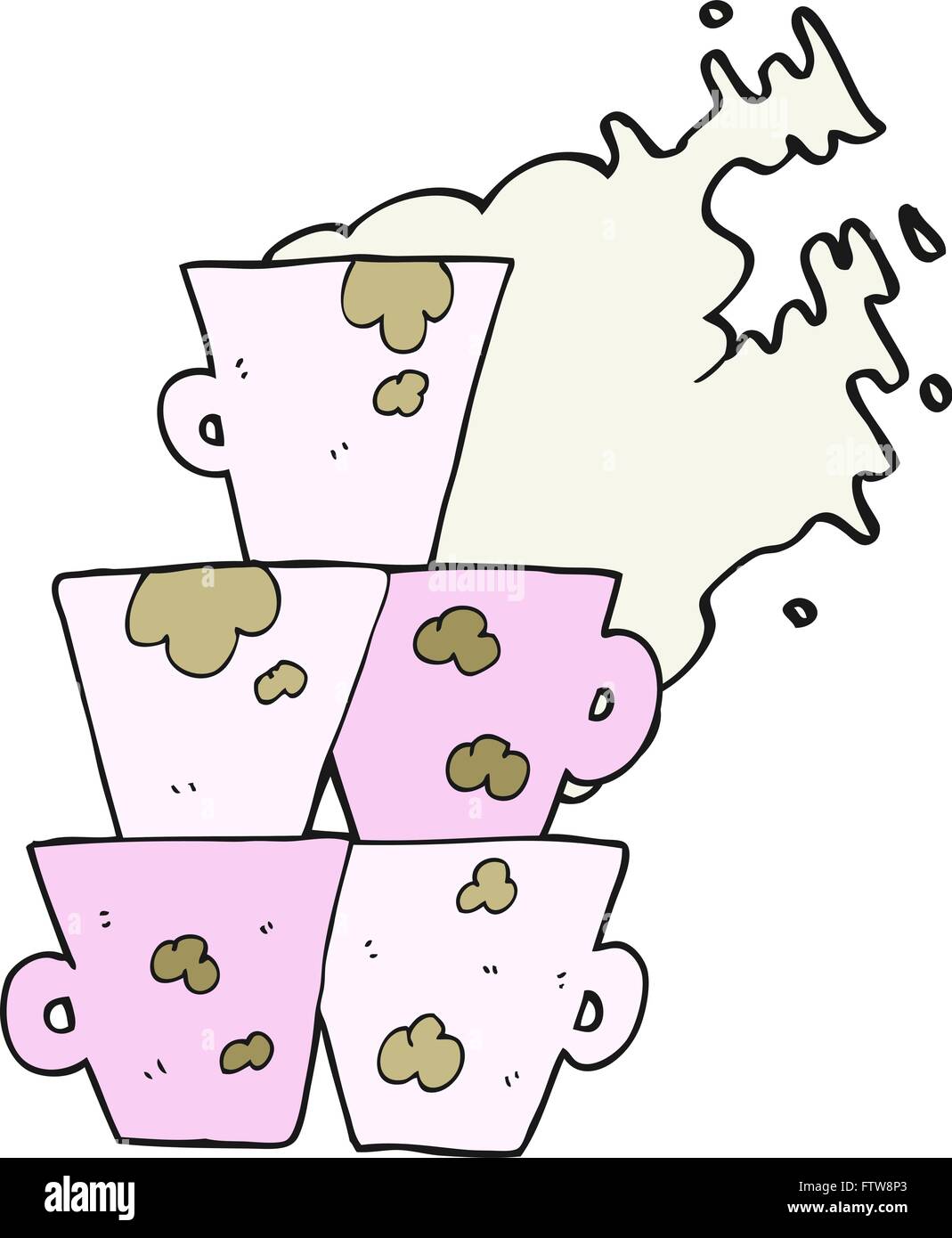 freehand drawn cartoon stack of dirty coffee cups Stock Vector Image ...