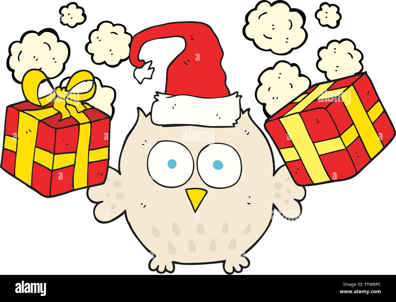 freehand drawn cartoon christmas owl Stock Vector Image & Art - Alamy