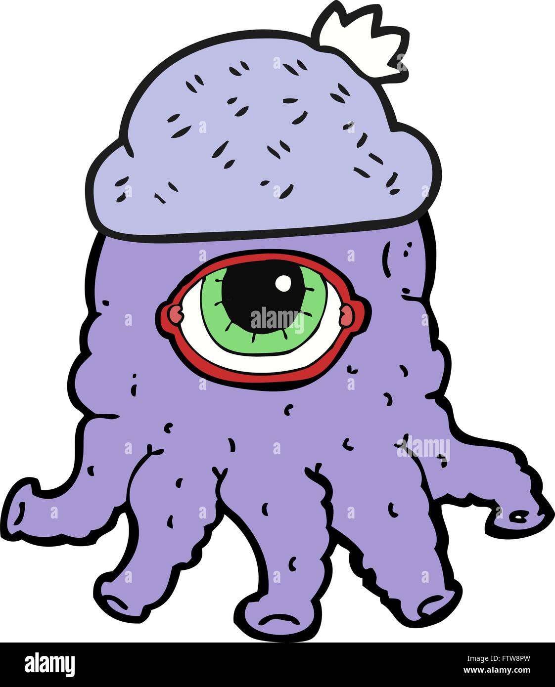 freehand drawn cartoon alien wearing hat Stock Vector Image & Art - Alamy