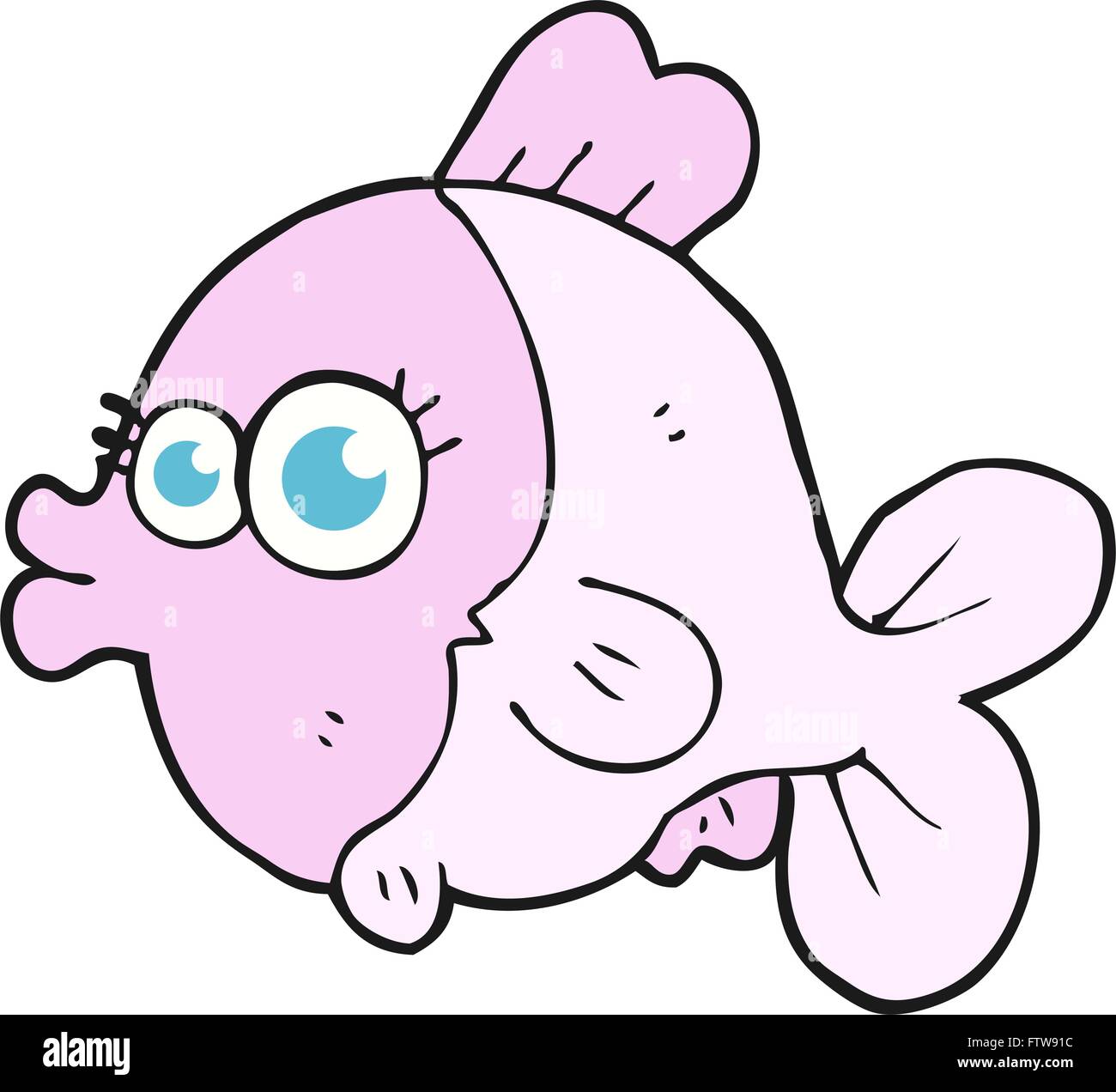 funny freehand drawn cartoon fish with big pretty eyes Stock Vector ...