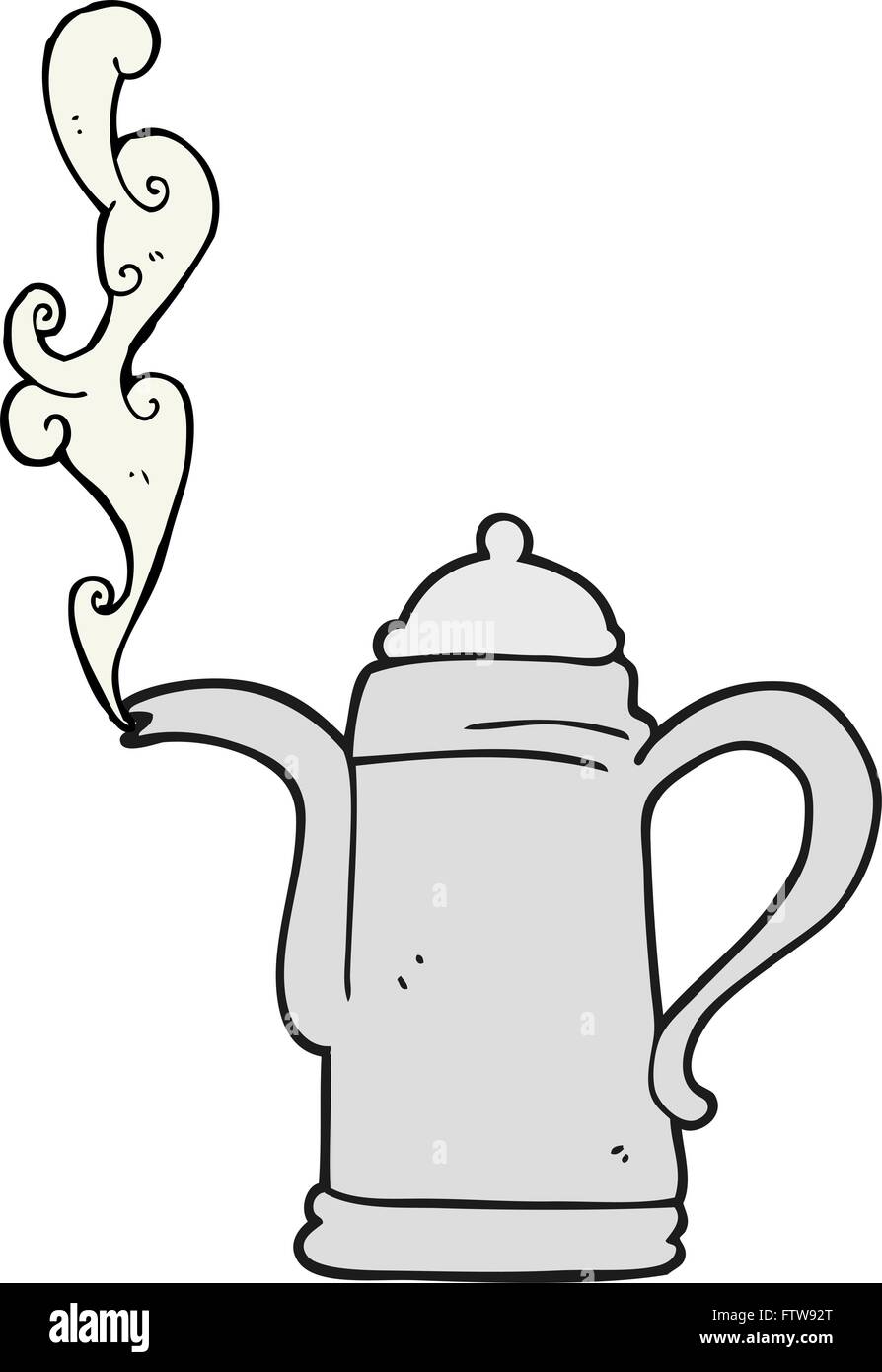 freehand drawn cartoon steaming coffee kettle Stock Vector Image & Art ...