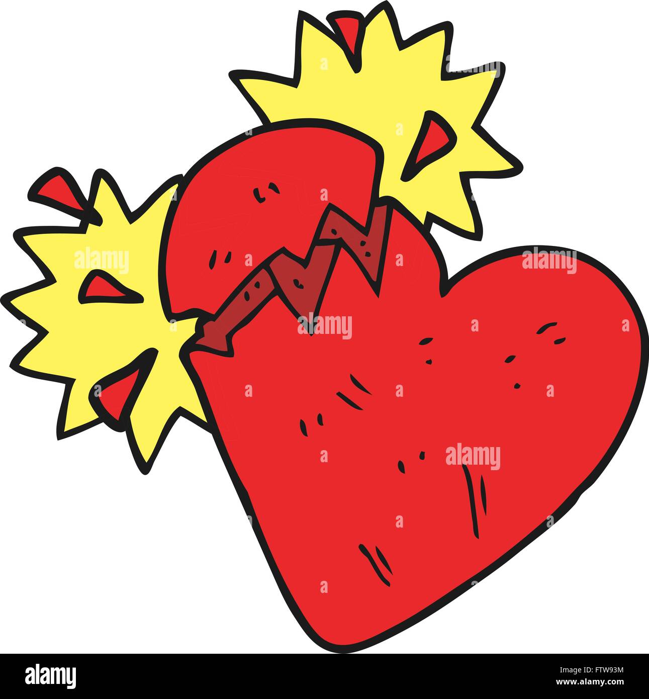freehand drawn cartoon broken heart Stock Vector Image & Art - Alamy