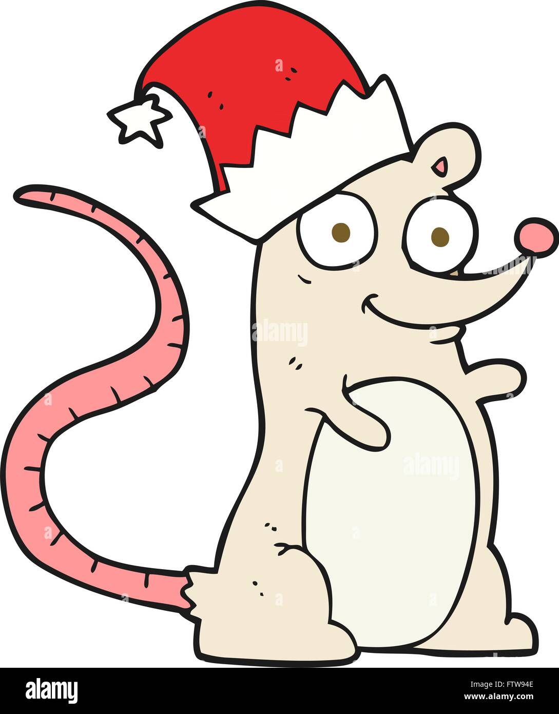 freehand drawn cartoon mouse wearing christmas hat Stock Vector Image ...