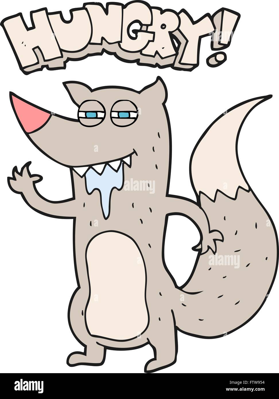 freehand drawn cartoon hungry wolf Stock Vector Image & Art - Alamy