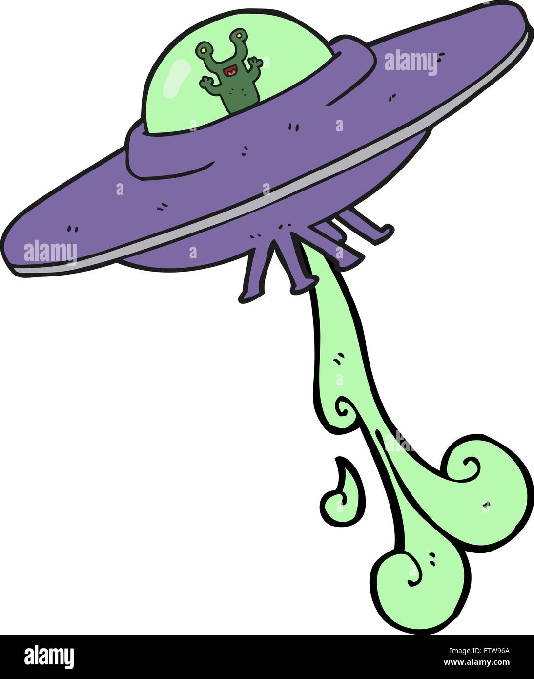 freehand drawn cartoon alien spaceship Stock Vector Image & Art - Alamy