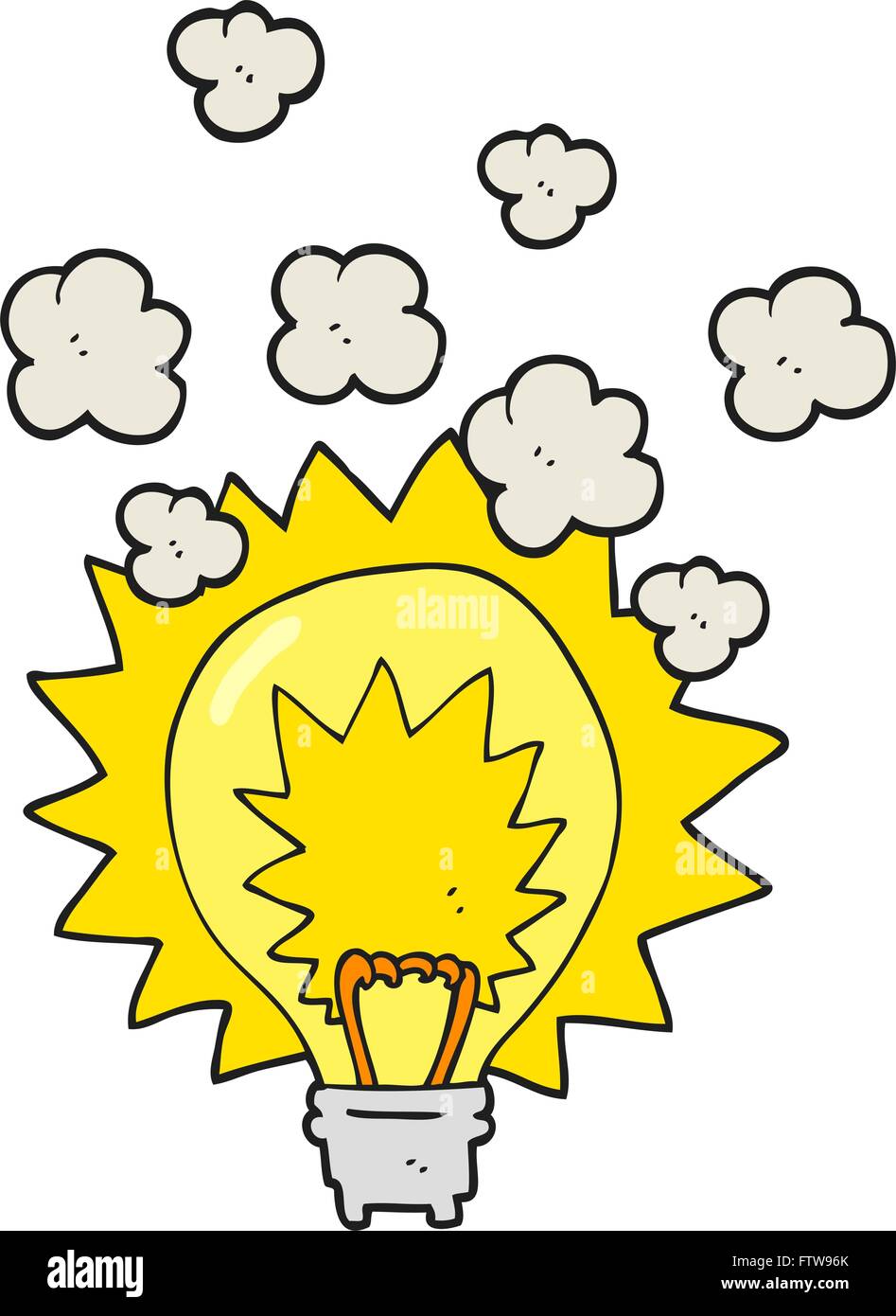 freehand drawn cartoon light bulb shining Stock Vector Image & Art - Alamy