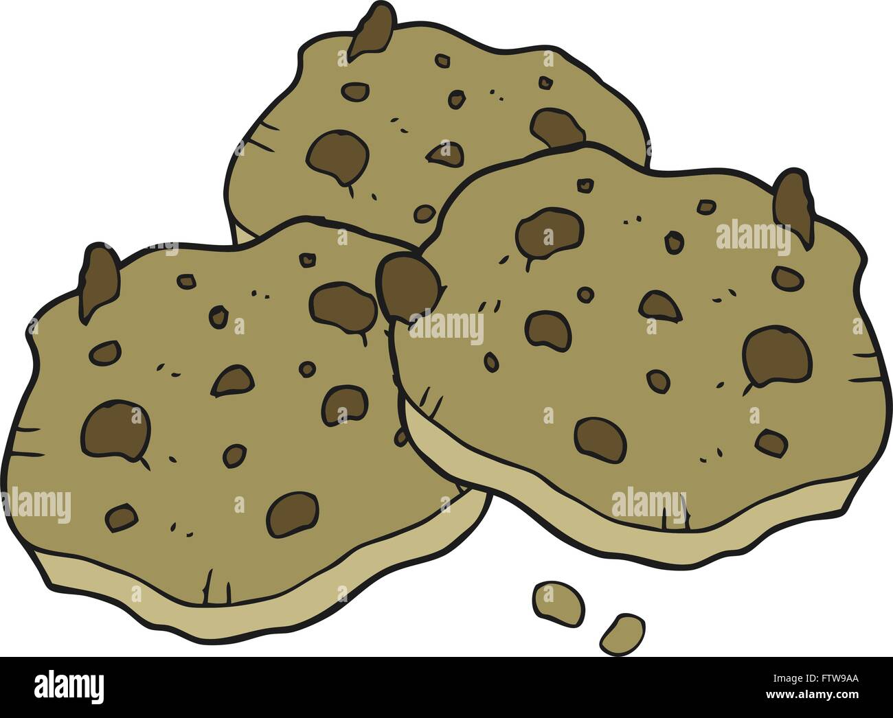 freehand drawn cartoon chocolate chip cookies Stock Vector Image & Art ...