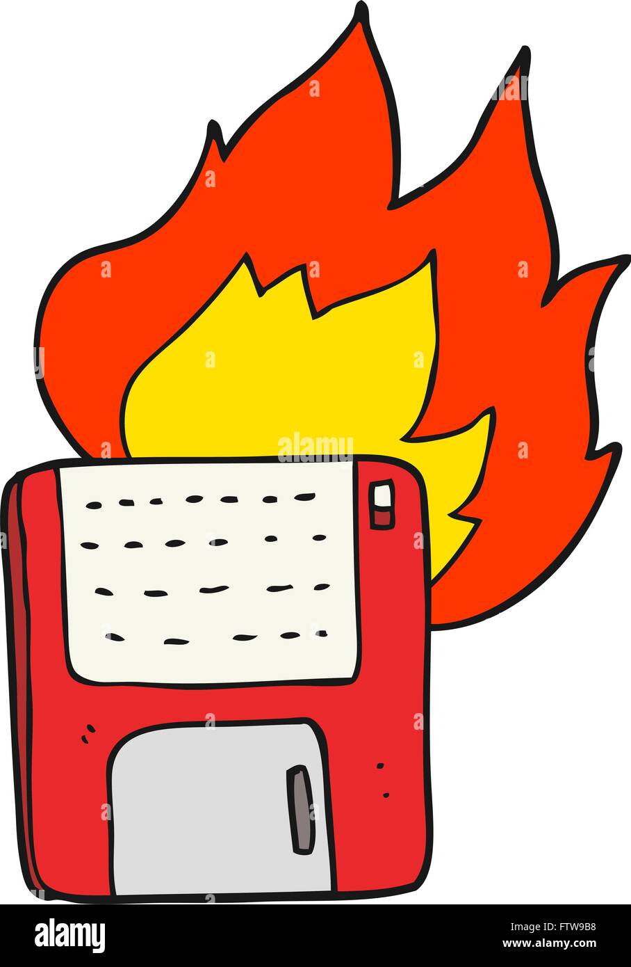 freehand drawn cartoon old computer disk burning Stock Vector Image ...