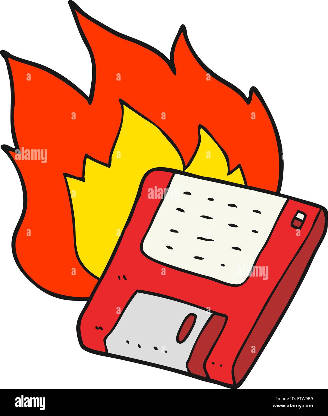 freehand drawn cartoon old computer disk burning Stock Vector Image ...