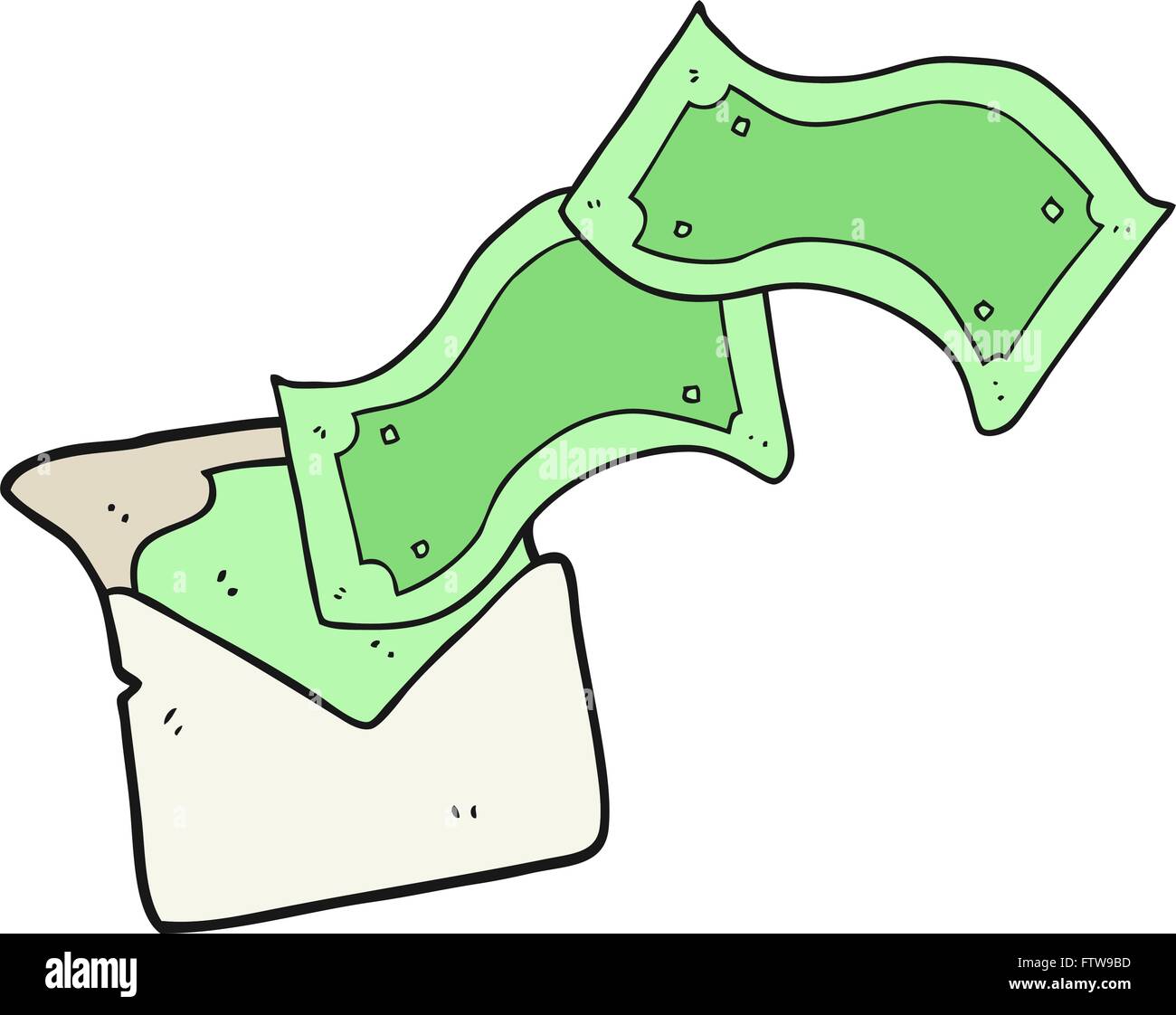 freehand drawn cartoon envelope full of money Stock Vector Image & Art ...