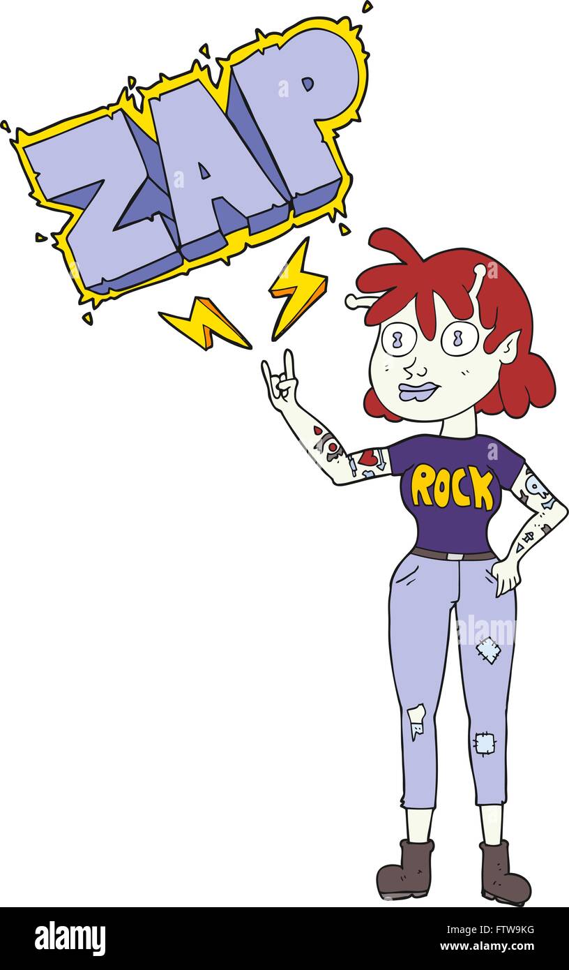 freehand drawn cartoon alien rock fan girl Stock Vector Image & Art - Alamy