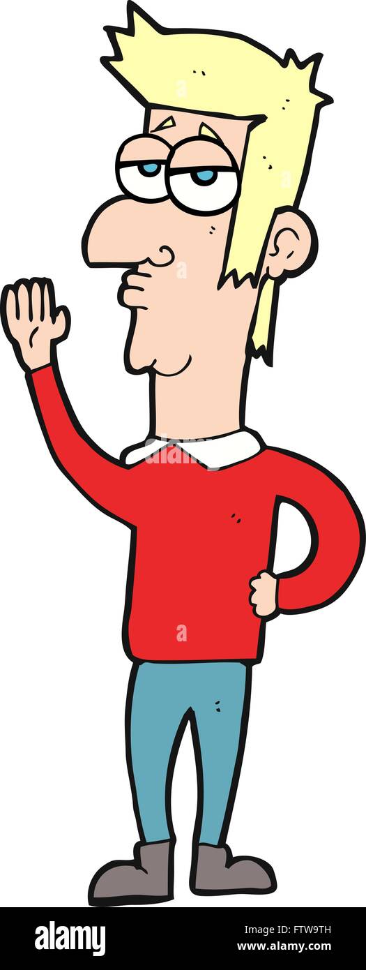 freehand drawn cartoon man waving Stock Vector Image & Art - Alamy