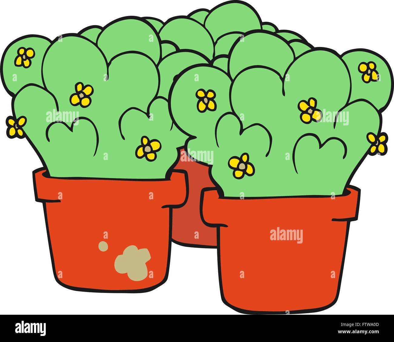 freehand drawn cartoon potted plants Stock Vector Image & Art - Alamy