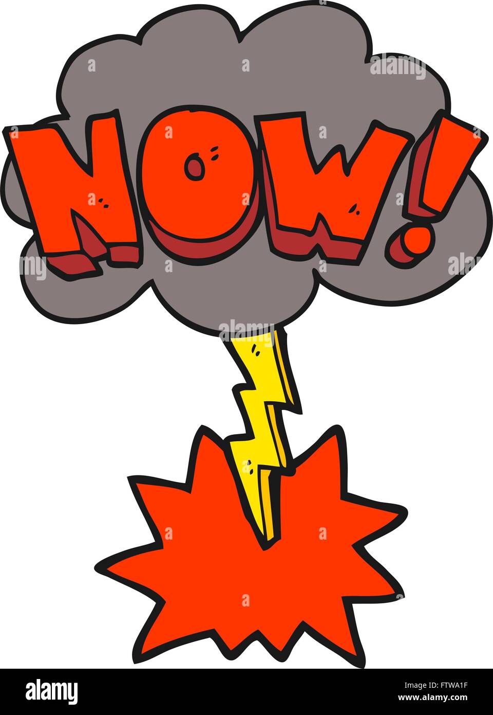 freehand drawn cartoon now shout symbol with thundercloud Stock Vector ...