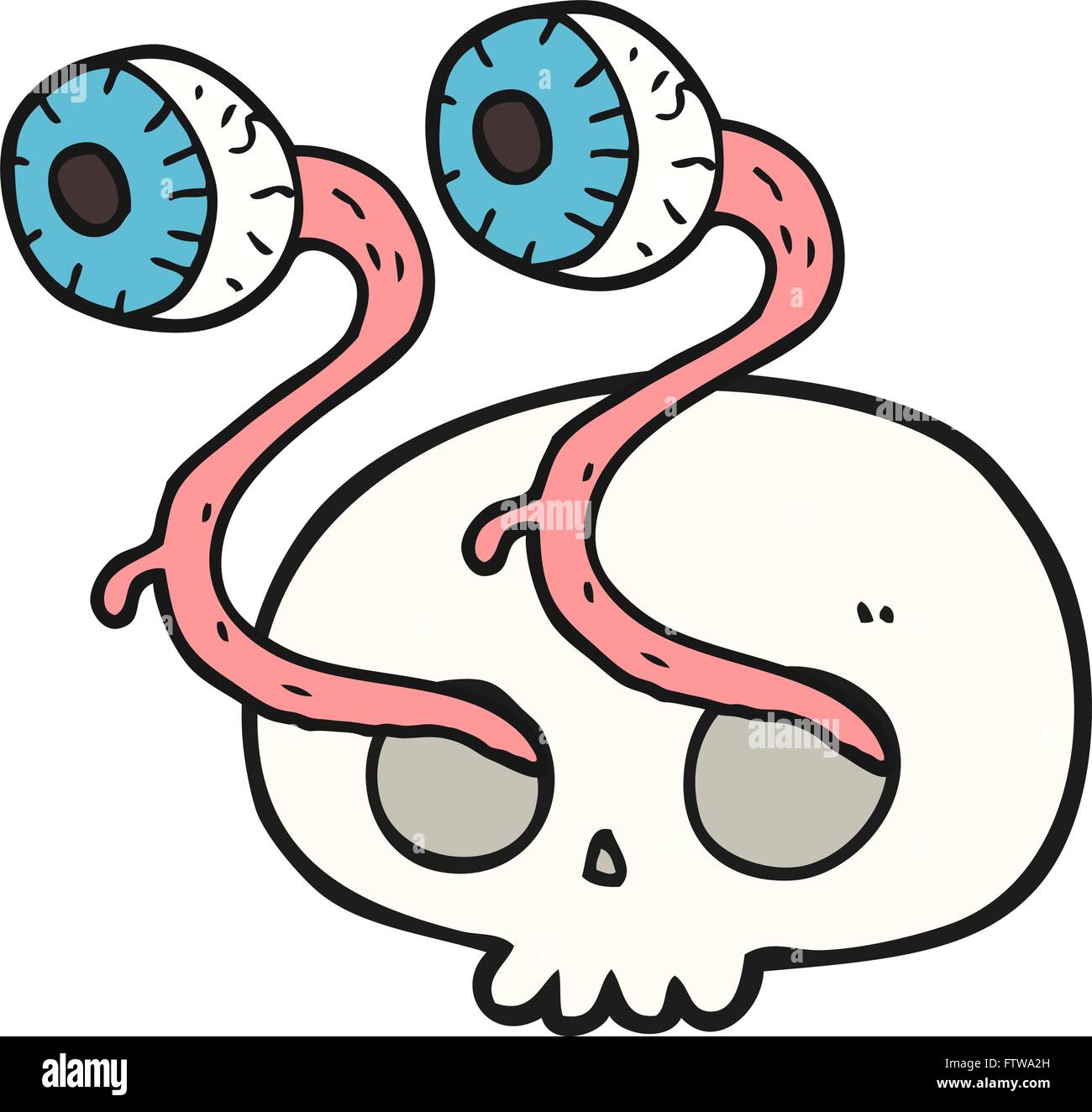 gross freehand drawn cartoon skull with eyeballs Stock Vector Image ...