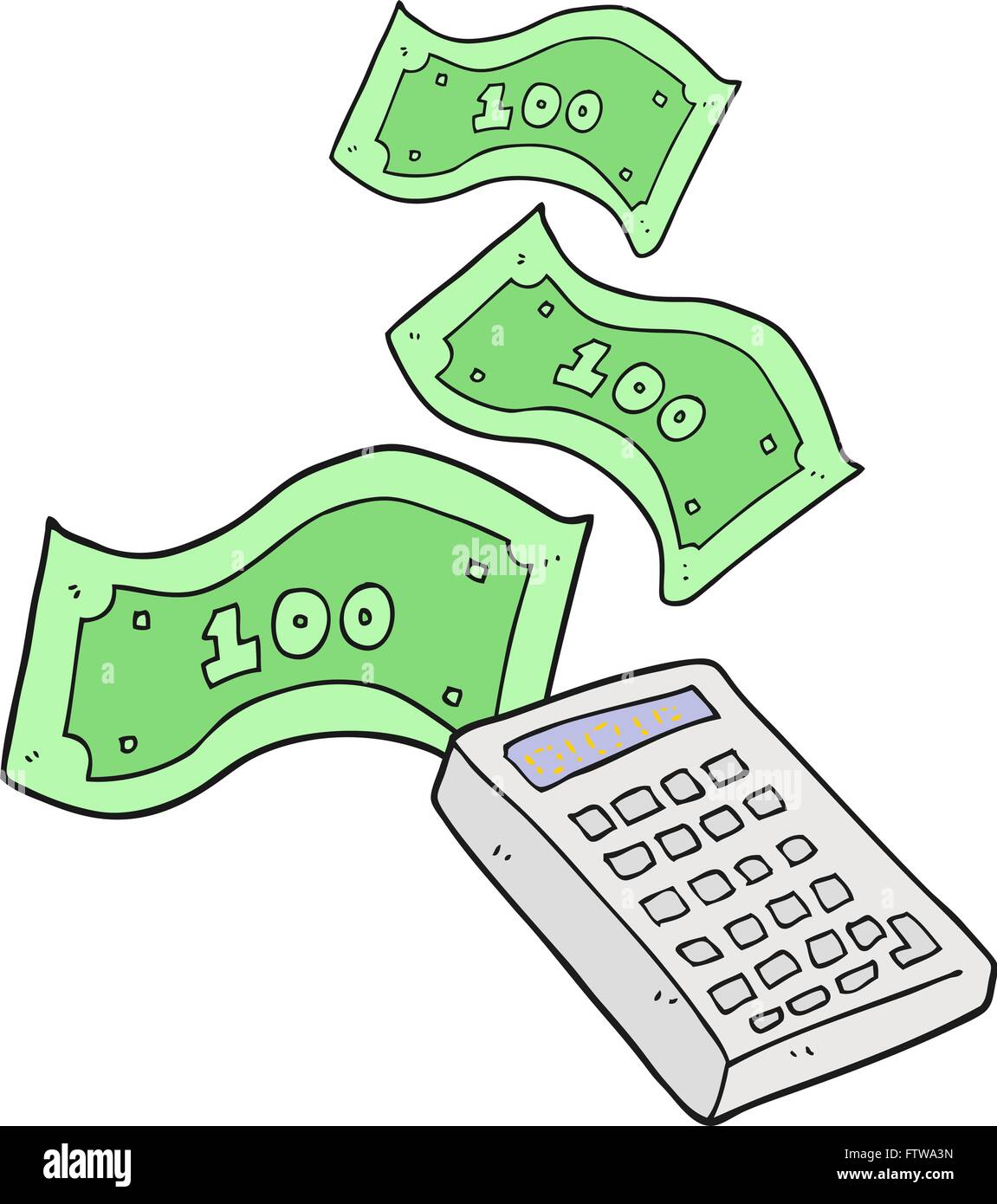 freehand drawn cartoon calculator counting money Stock Vector Image ...