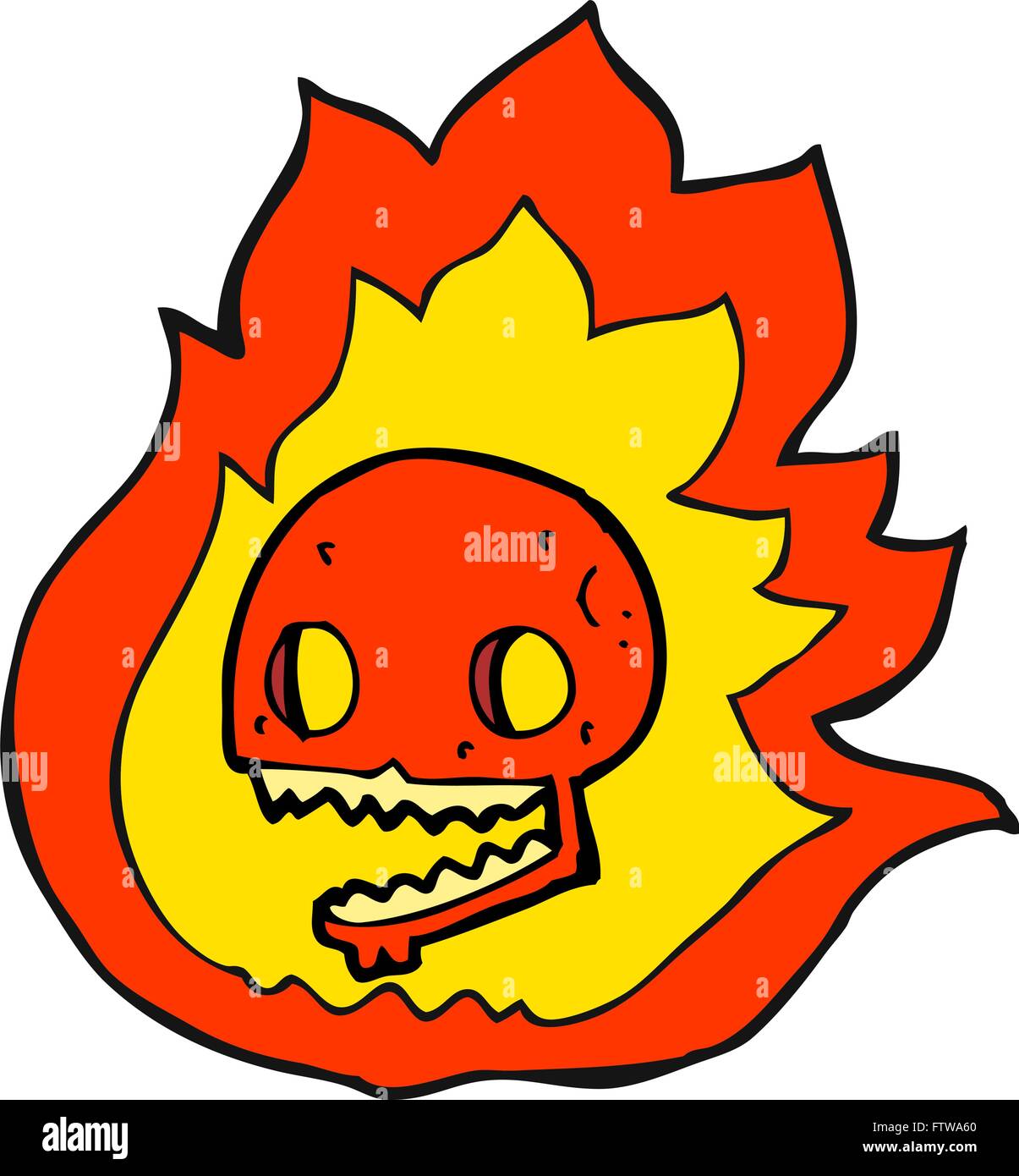 freehand drawn cartoon burning skull Stock Vector Image & Art - Alamy