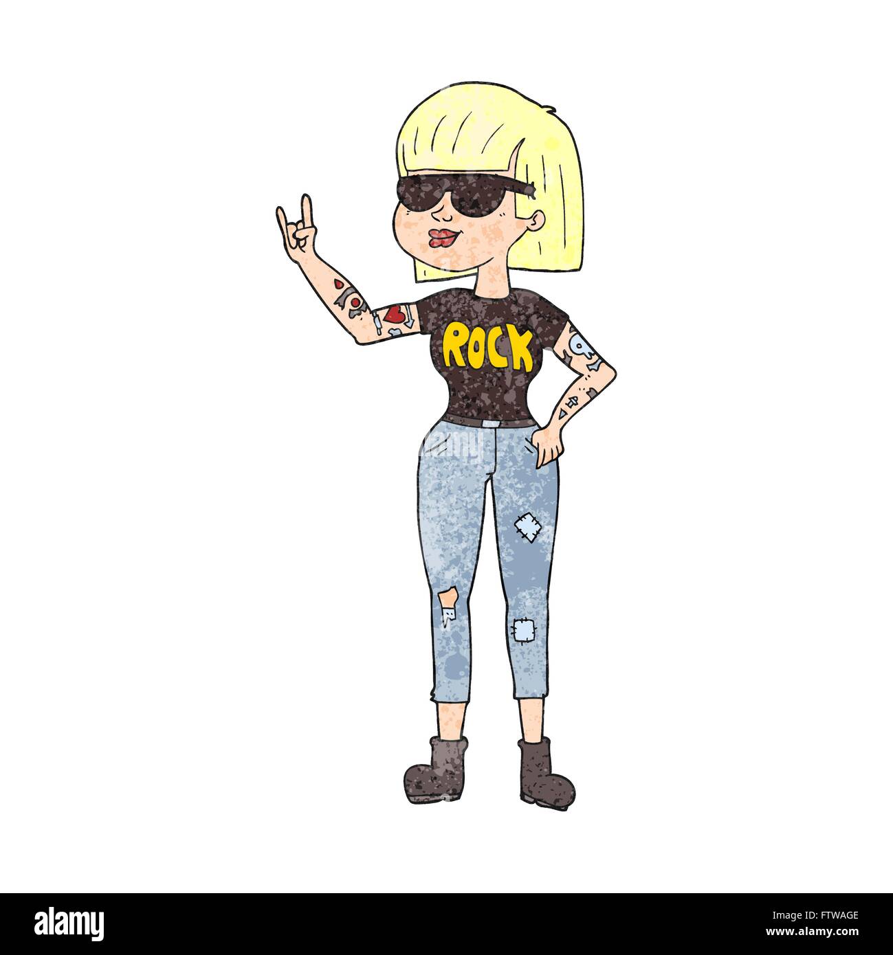 freehand textured cartoon rock woman Stock Vector Image & Art - Alamy