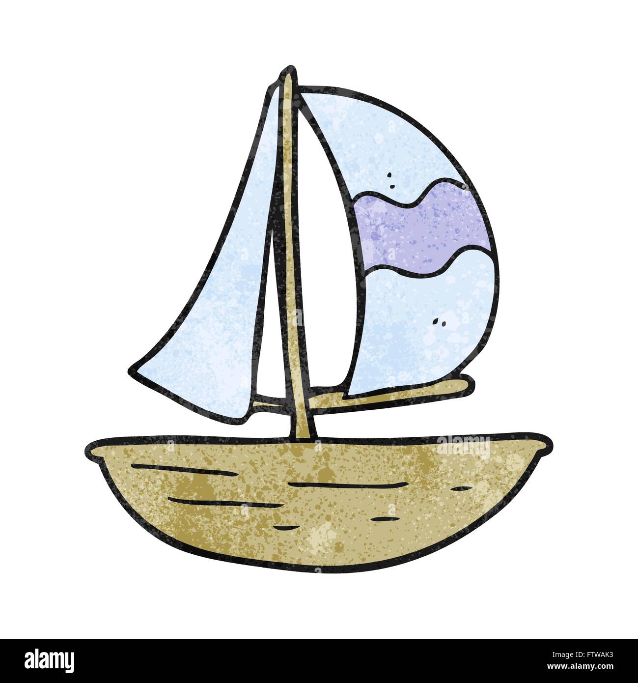 freehand textured cartoon sail ship Stock Vector Image & Art - Alamy
