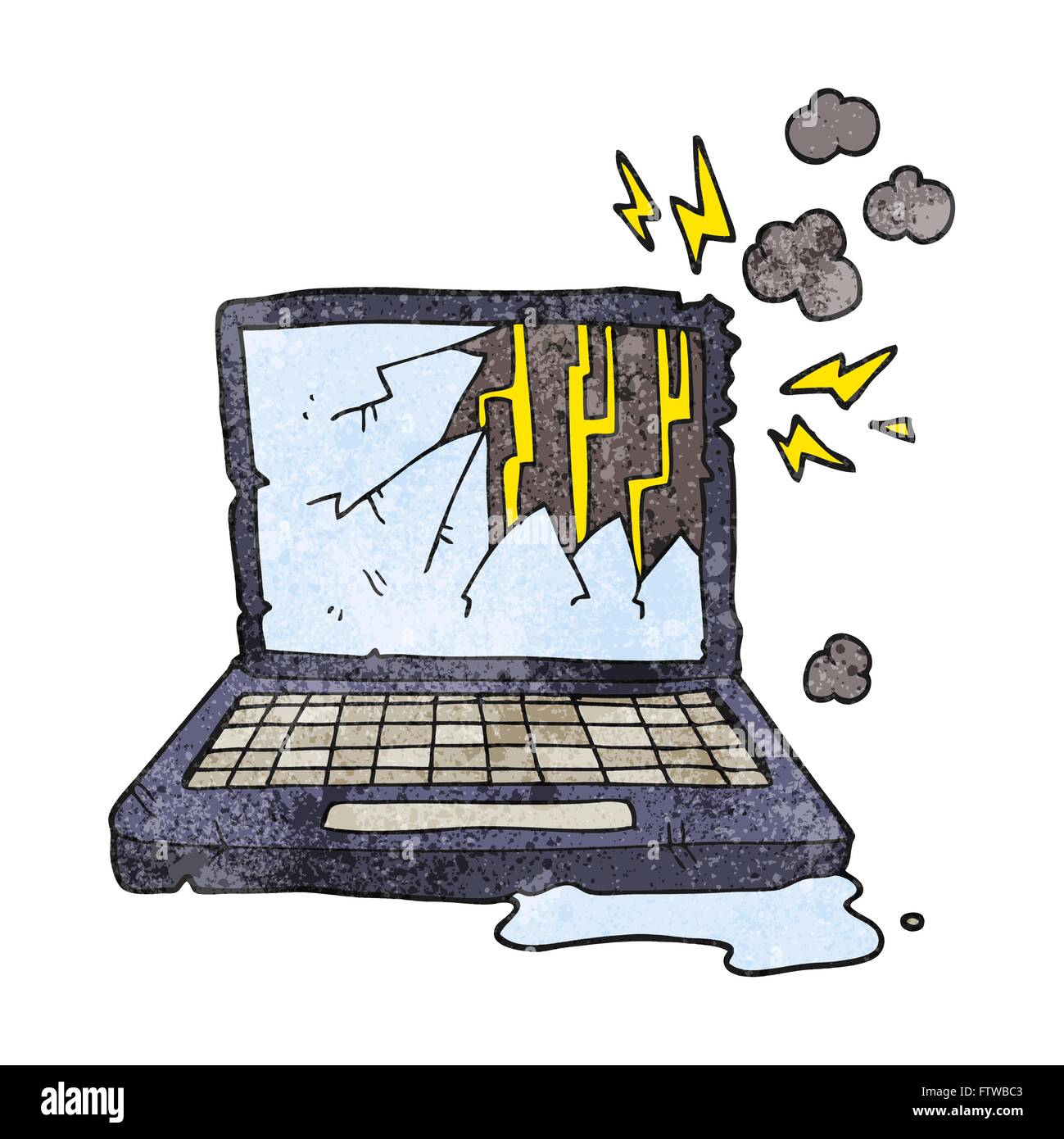 freehand textured cartoon broken computer Stock Vector Image & Art - Alamy