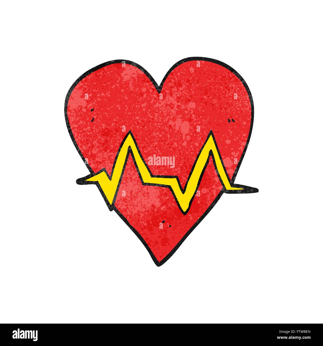 freehand textured cartoon heart rate pulse symbol Stock Vector Image ...