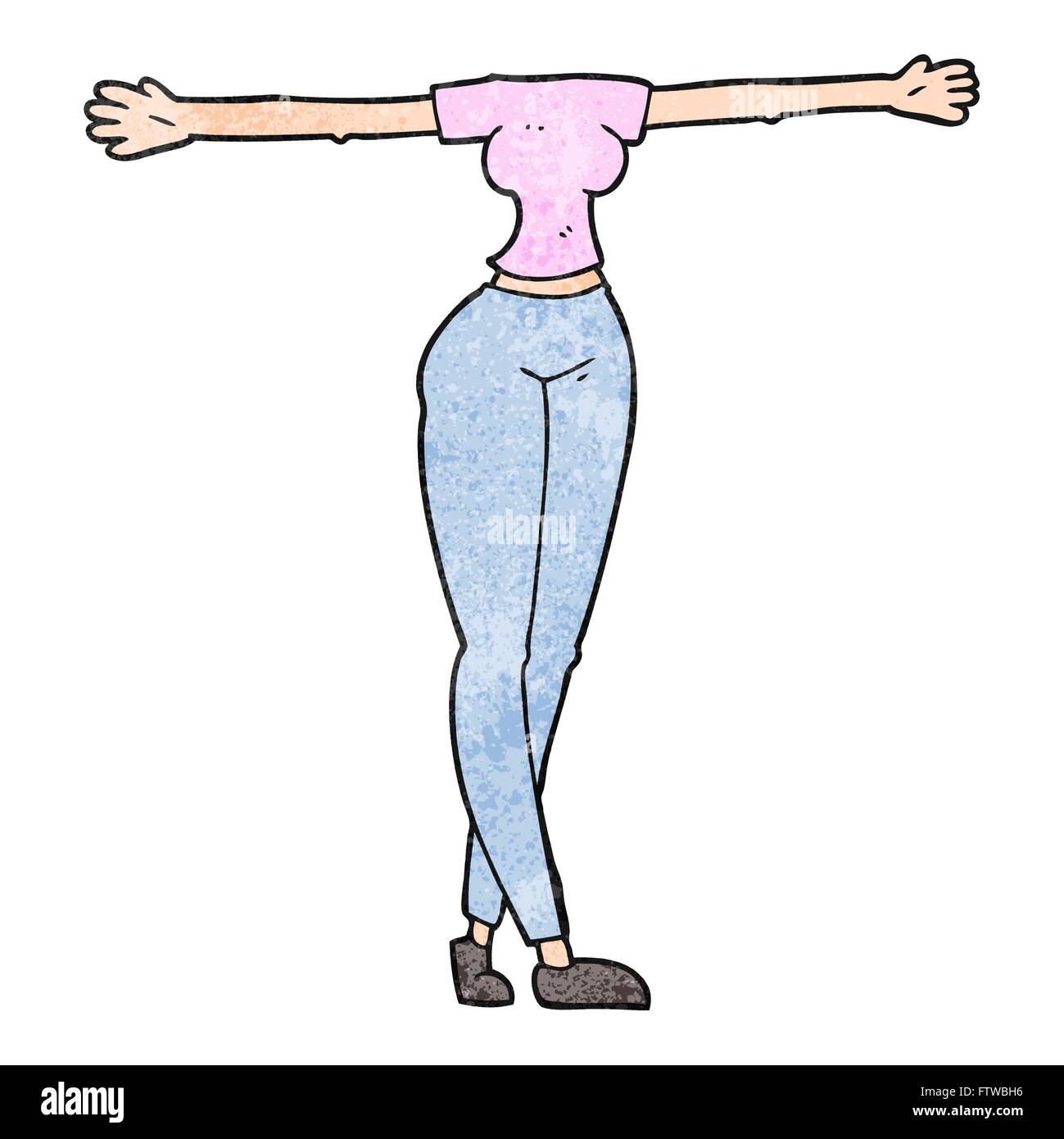 freehand textured cartoon female body with wide arms Stock Vector Image ...