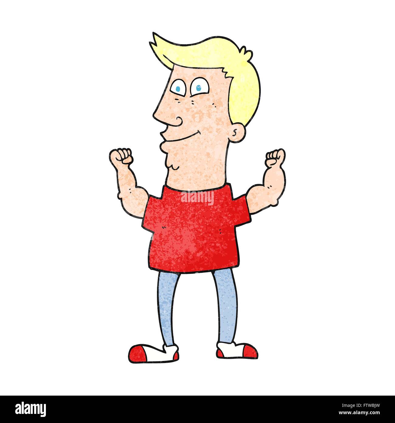 freehand textured cartoon celebrating man Stock Vector Image & Art - Alamy