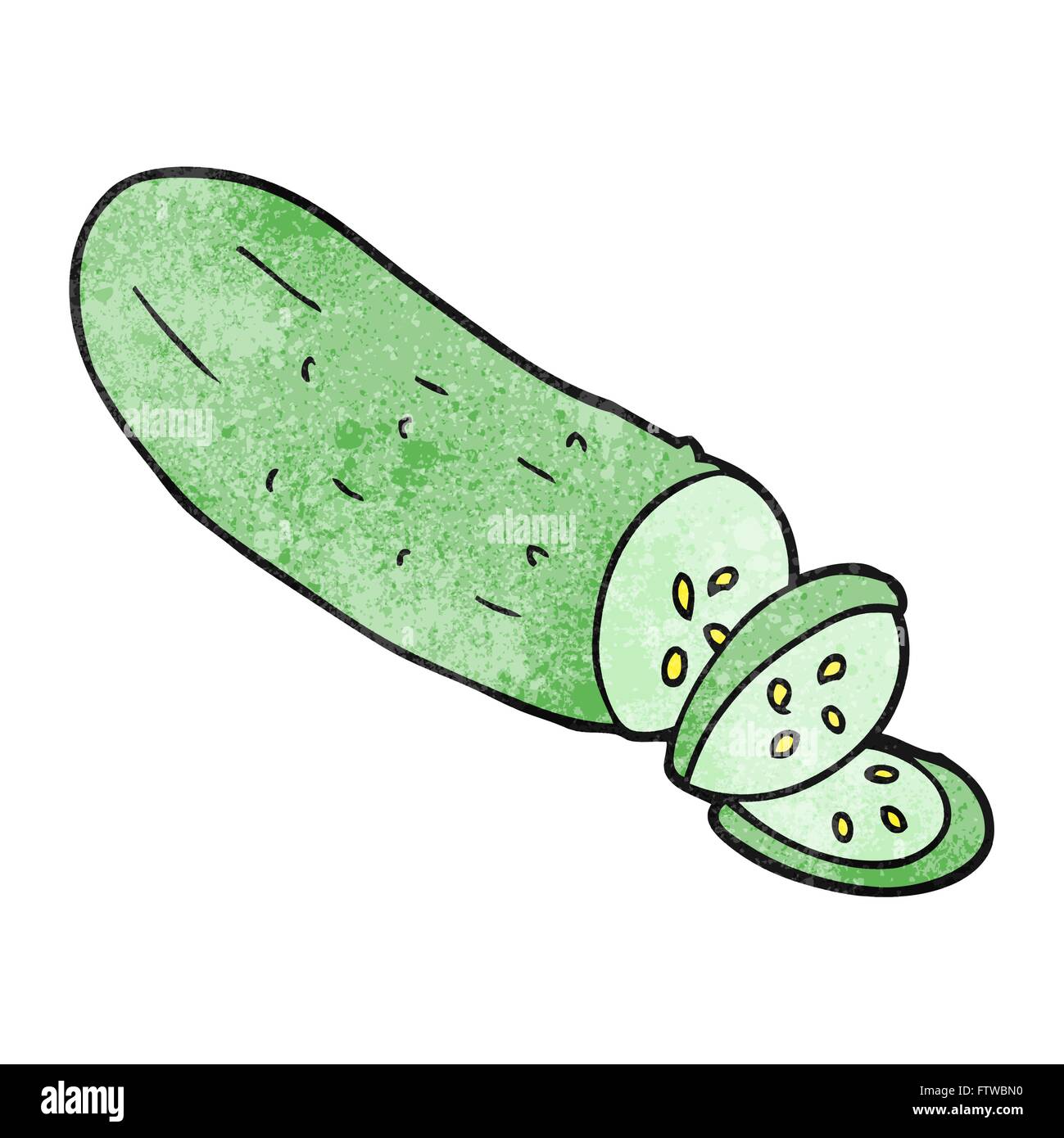 freehand textured cartoon sliced cucumber Stock Vector Image & Art - Alamy