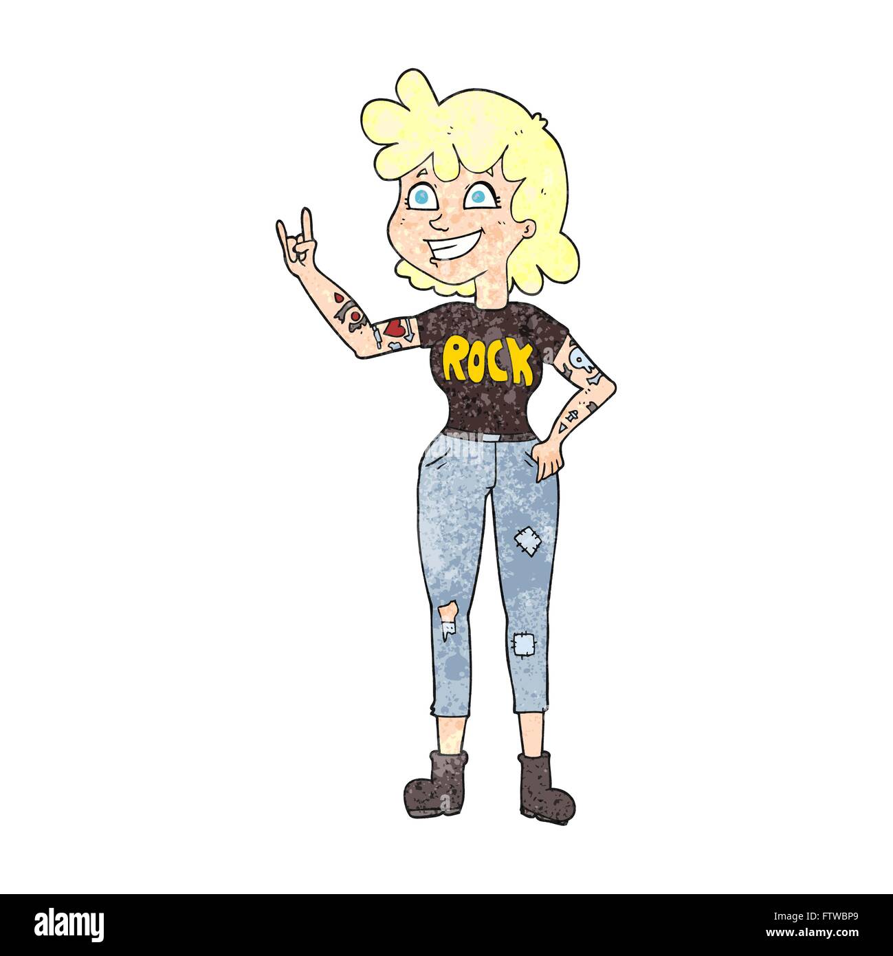 freehand textured cartoon rock girl Stock Vector Image & Art - Alamy