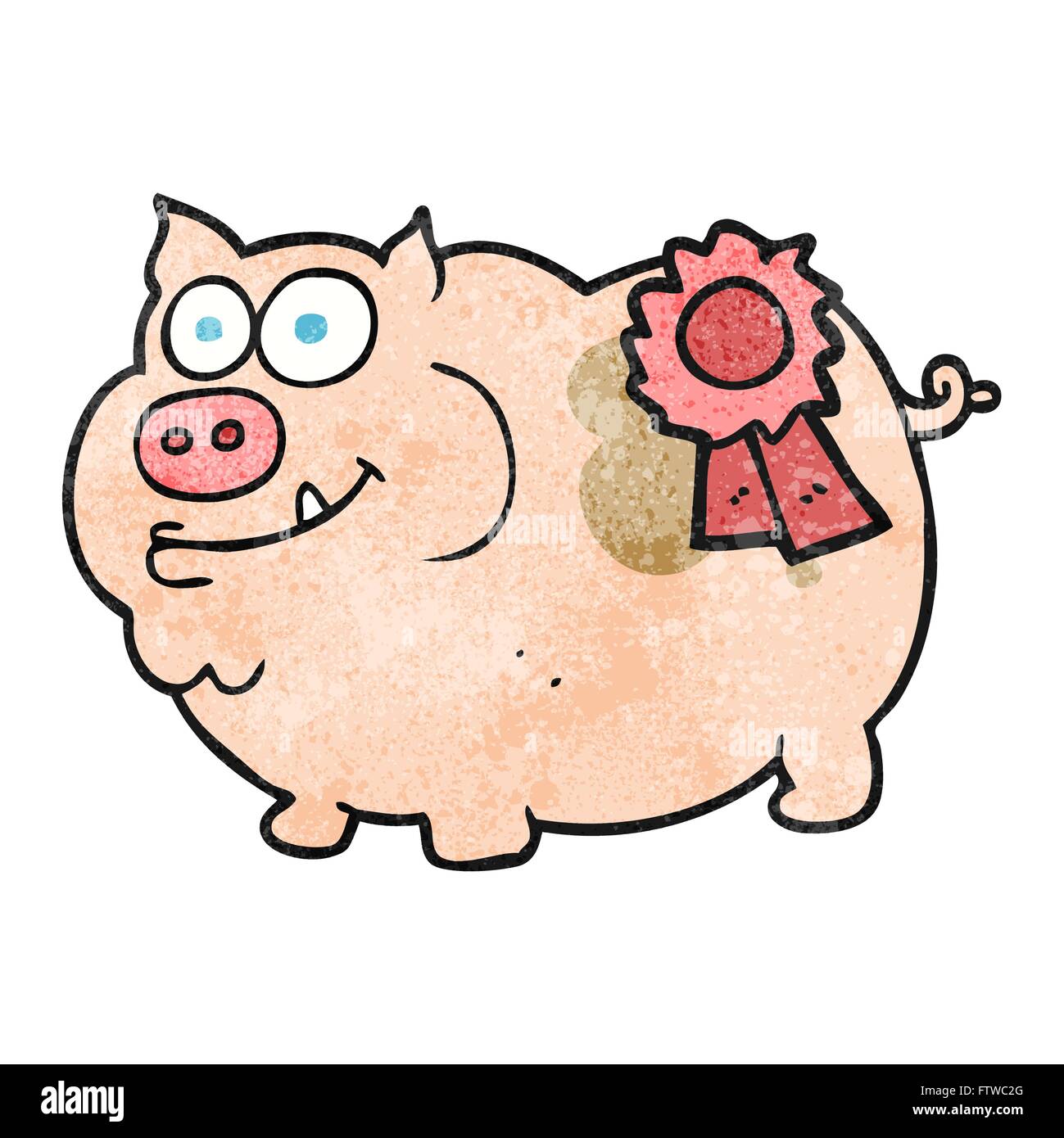 freehand textured cartoon prize winning pig Stock Vector Image & Art ...