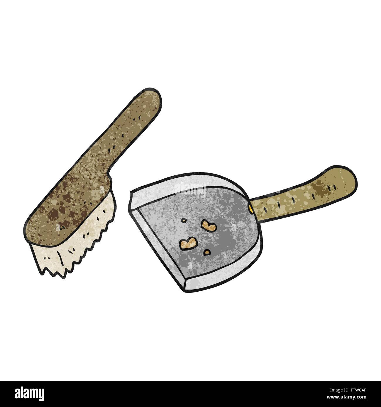 freehand textured cartoon dust pan and brush Stock Vector Image & Art ...