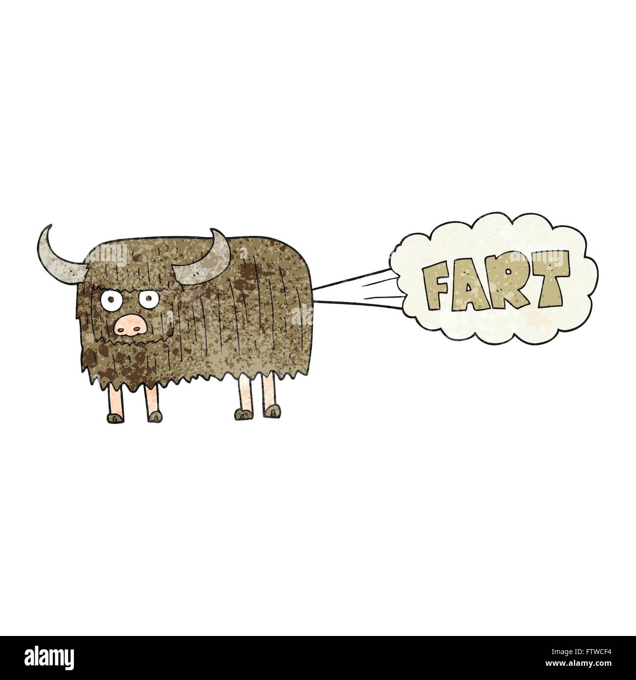 freehand textured cartoon hairy cow farting Stock Vector Image & Art ...