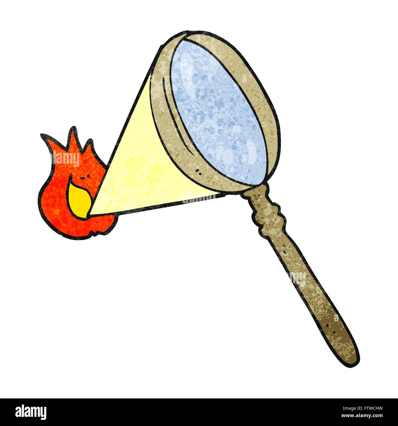 freehand textured cartoon magnifying glass burning Stock Vector Image ...