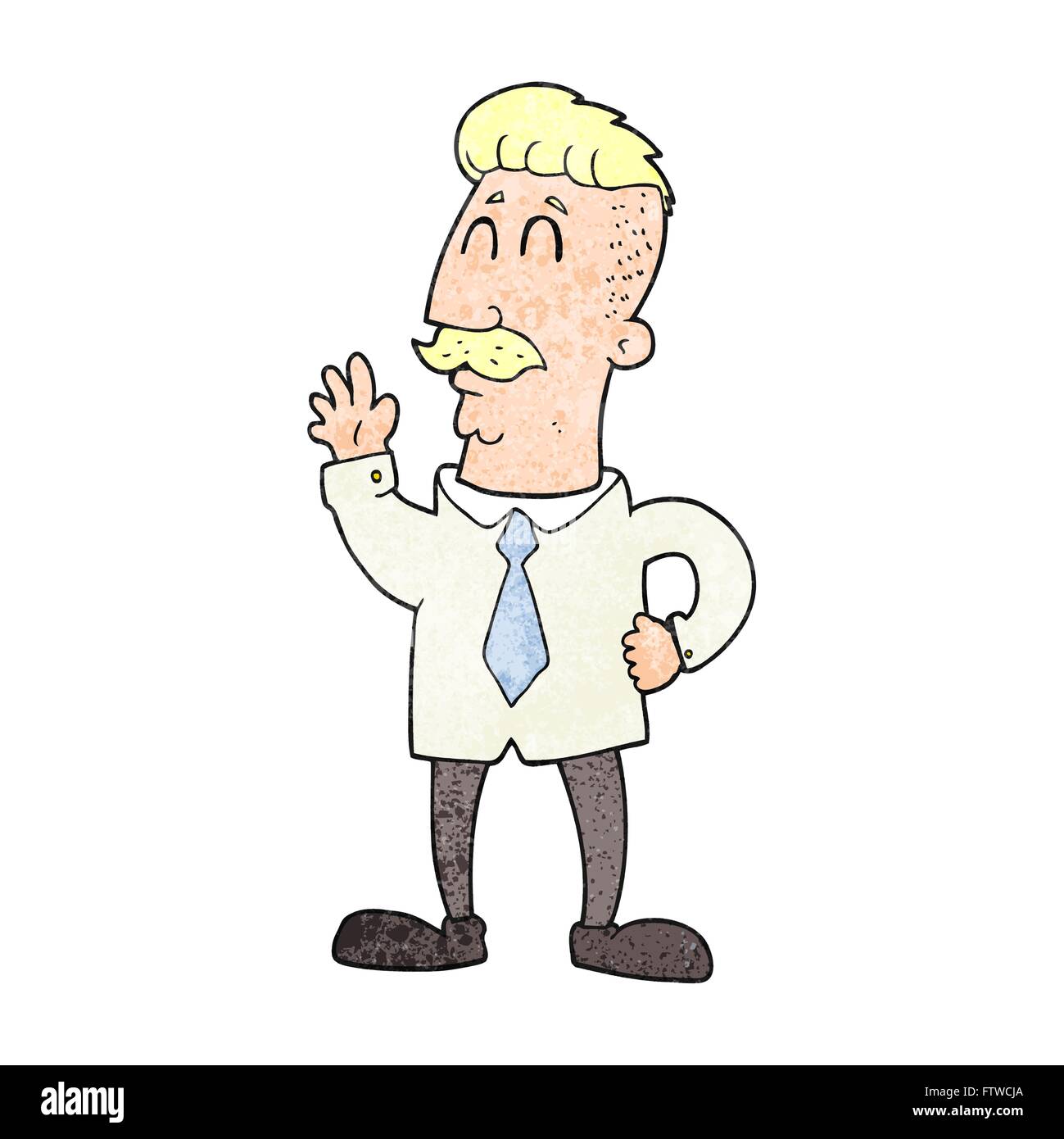 freehand textured cartoon office man waving Stock Vector Image & Art ...