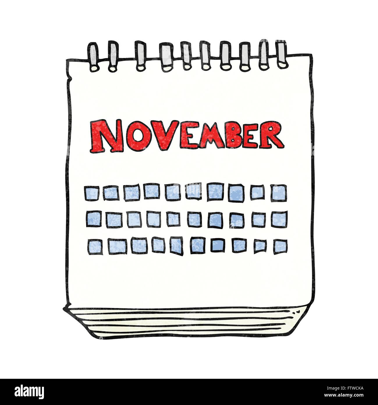 freehand textured cartoon calendar showing month of november Stock ...