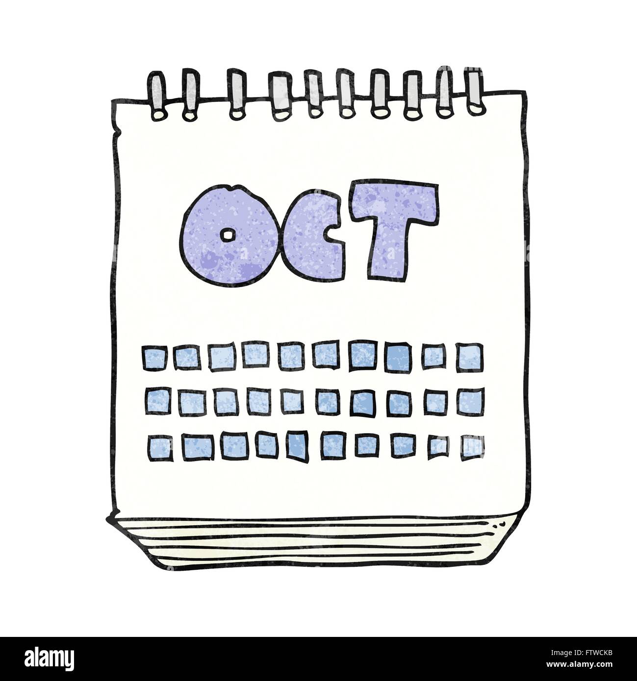 freehand textured cartoon calendar showing month of october Stock ...