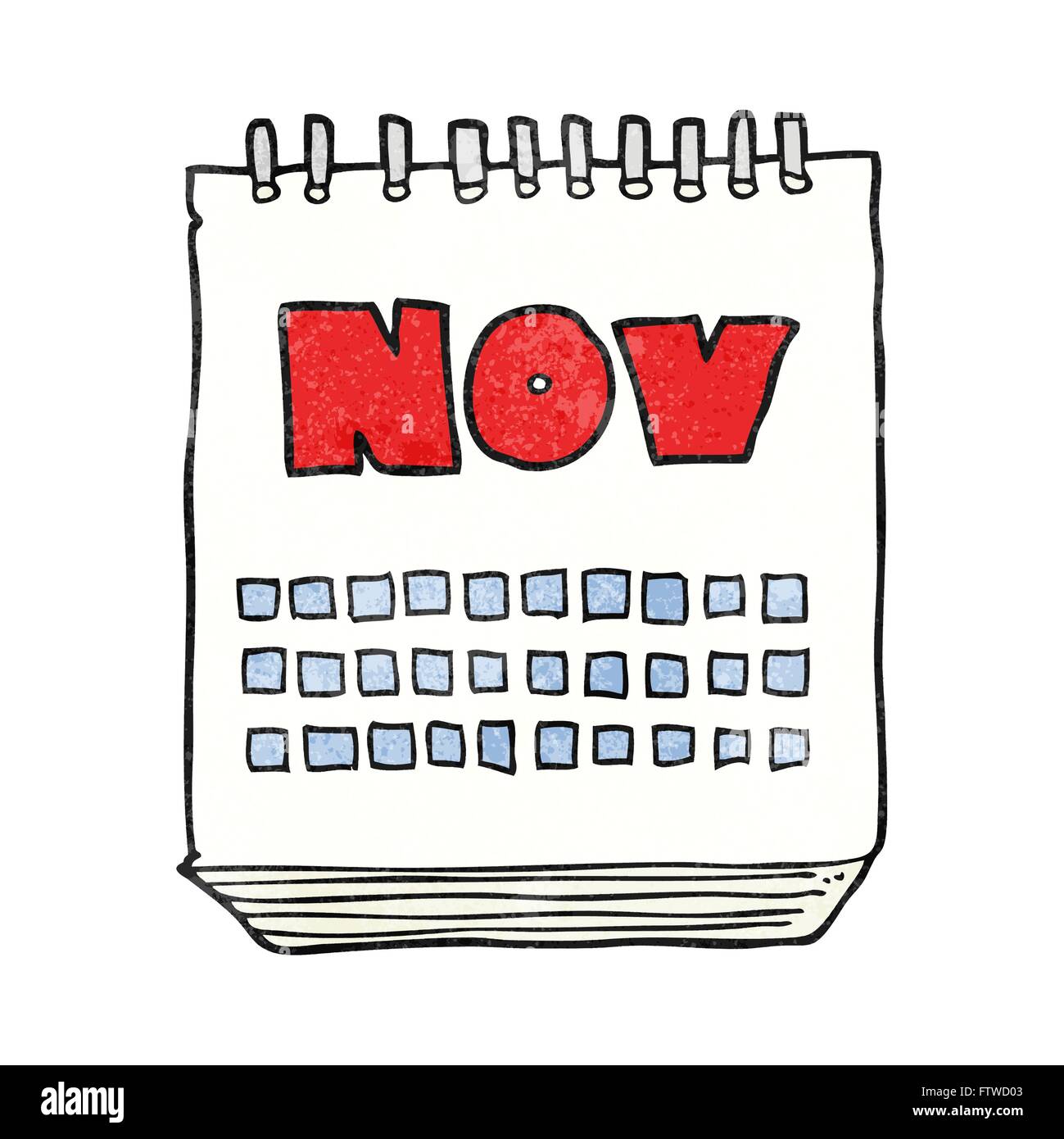 freehand textured cartoon calendar showing month of November Stock ...