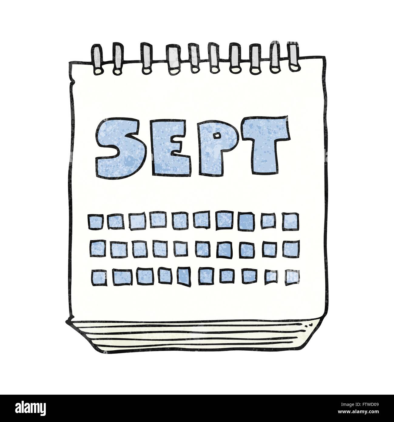 freehand textured cartoon calendar showing month of September Stock ...