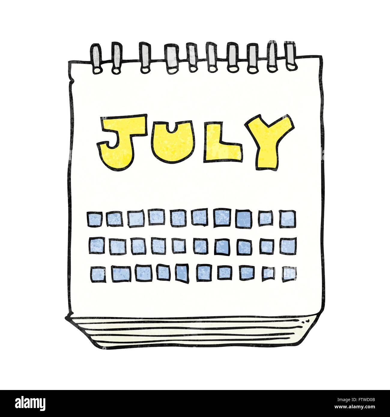 freehand textured cartoon calendar showing month of July Stock Vector ...