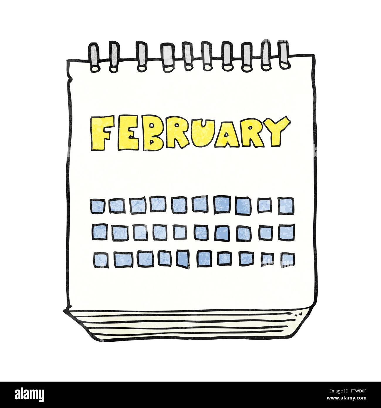 freehand textured cartoon calendar showing month of february Stock ...