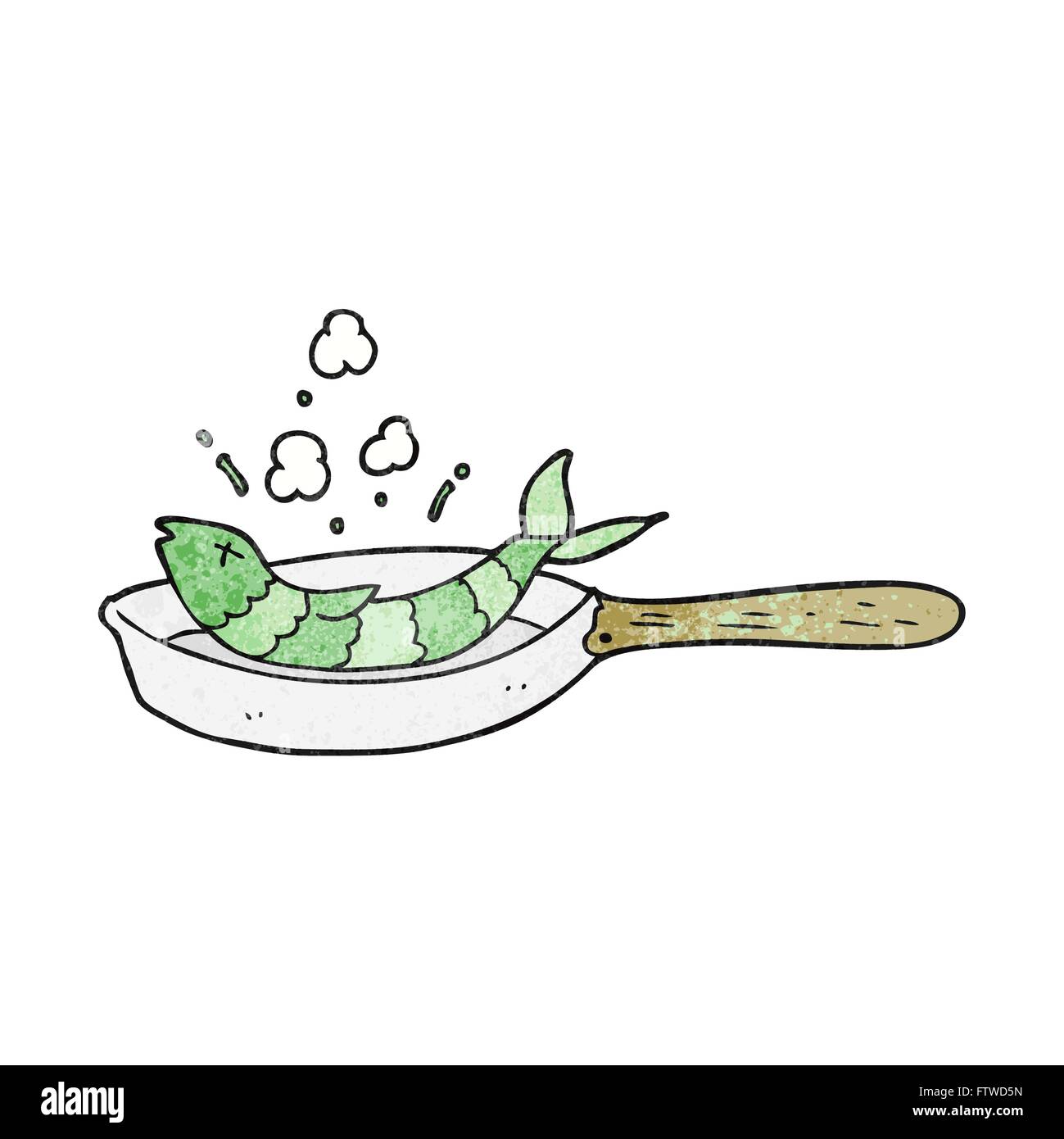freehand textured cartoon frying fish Stock Vector Image & Art - Alamy