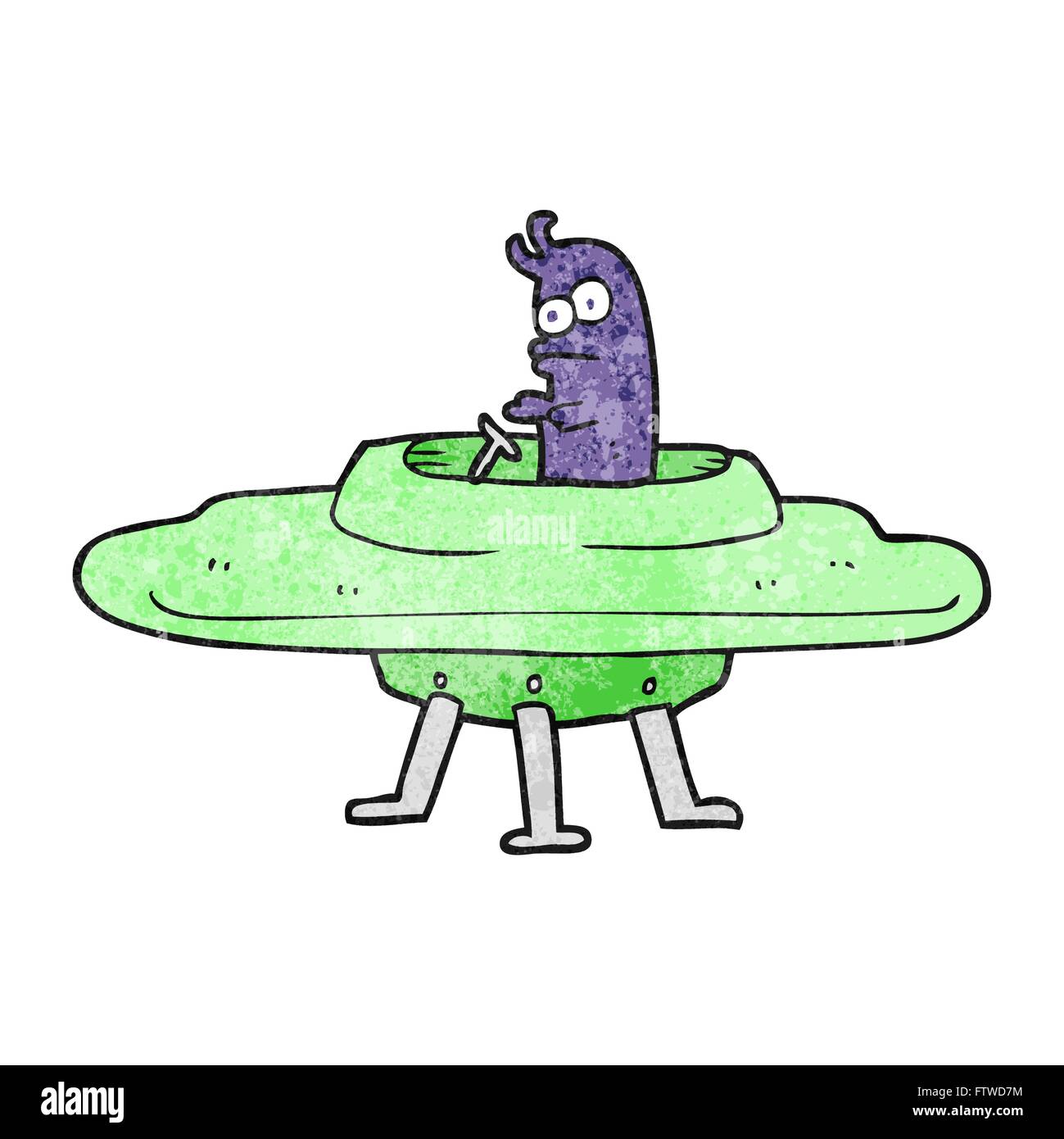 freehand textured cartoon flying saucer Stock Vector Image & Art - Alamy