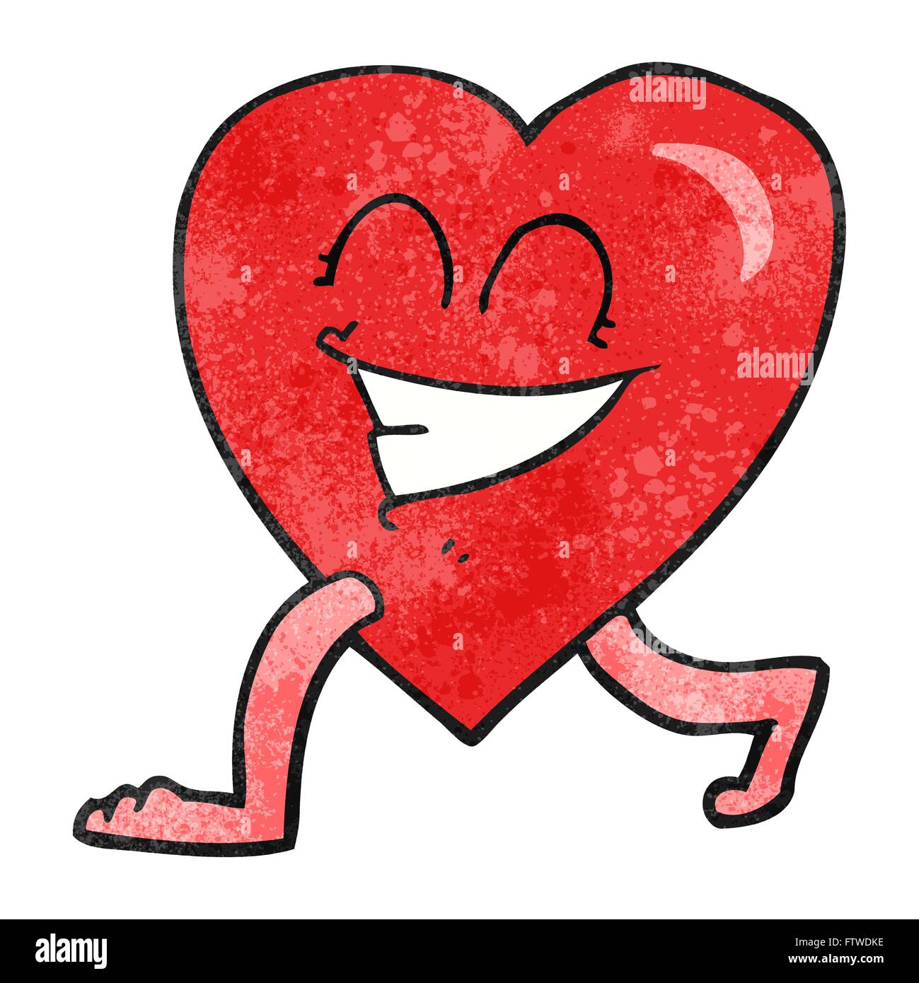 freehand textured cartoon walking heart Stock Vector Image & Art - Alamy