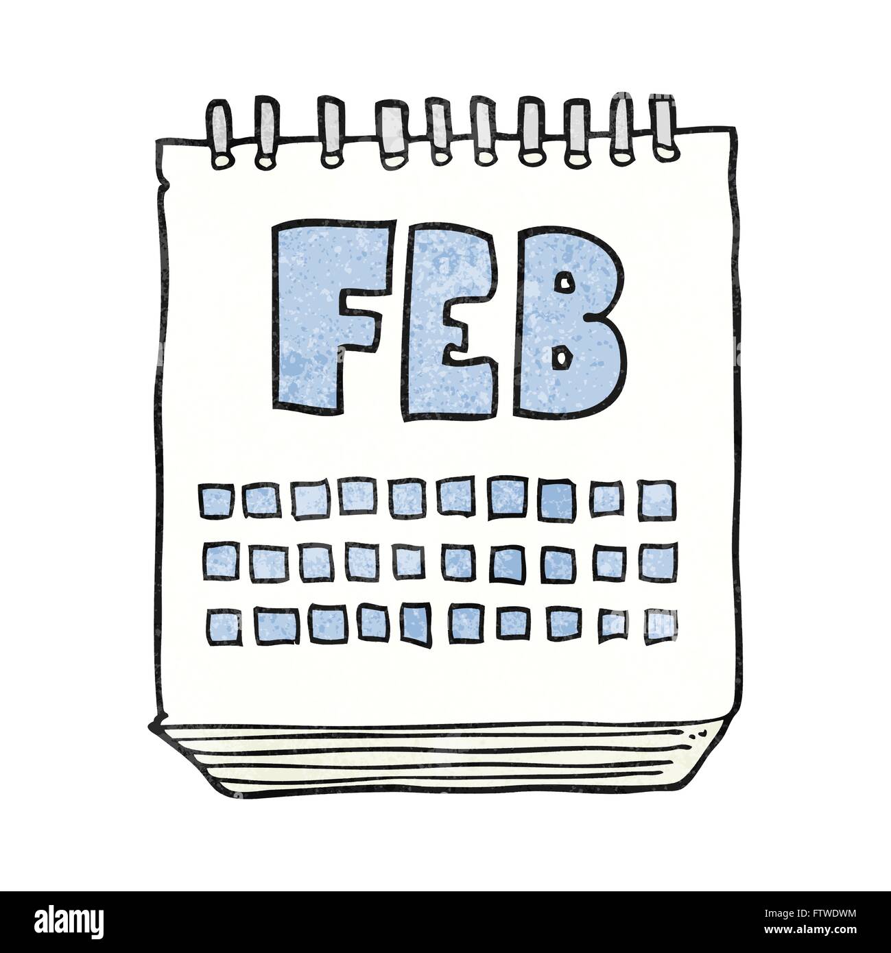 freehand textured cartoon calendar showing month of february Stock ...