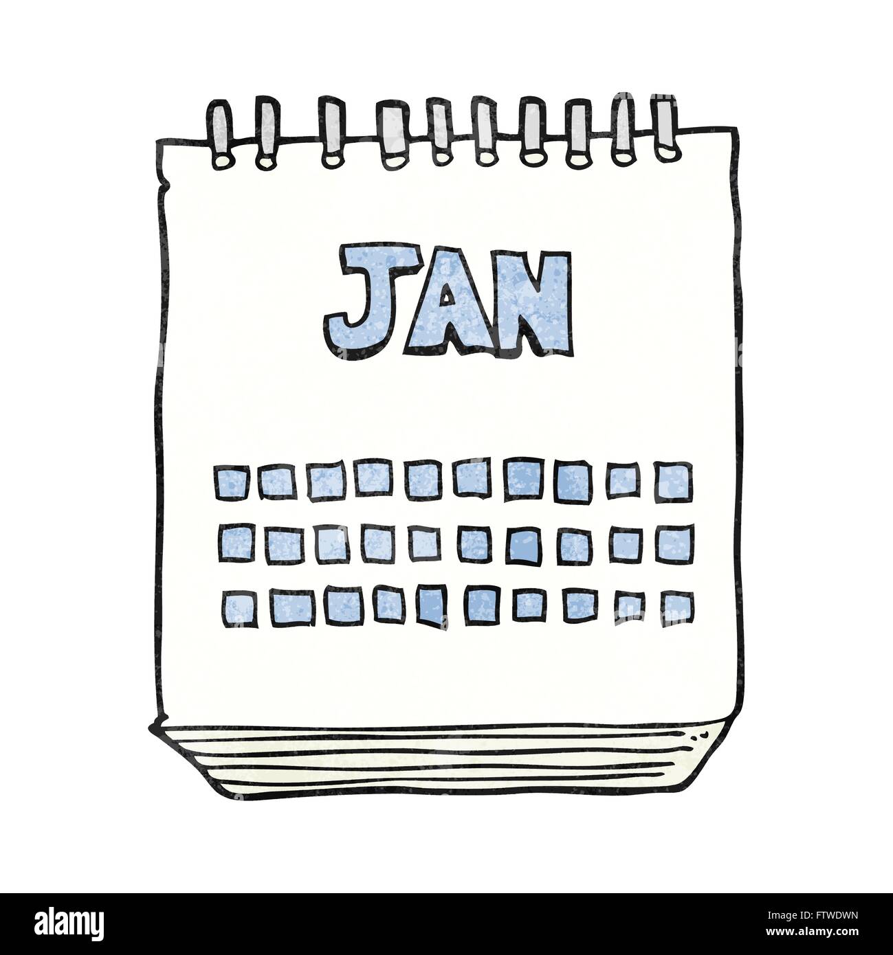 freehand textured cartoon calendar showing month of january Stock ...