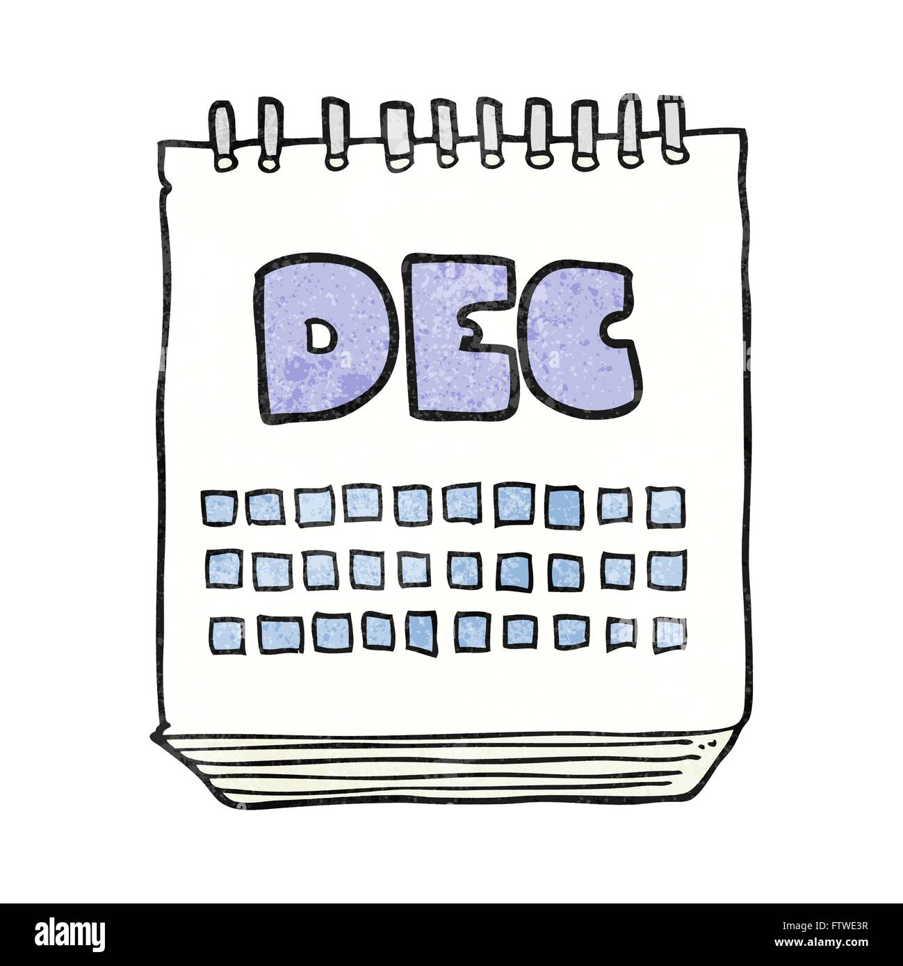 freehand textured cartoon calendar showing month of december Stock ...