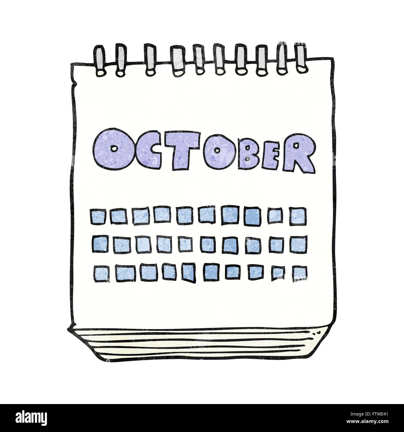 freehand textured cartoon calendar showing month of october Stock ...